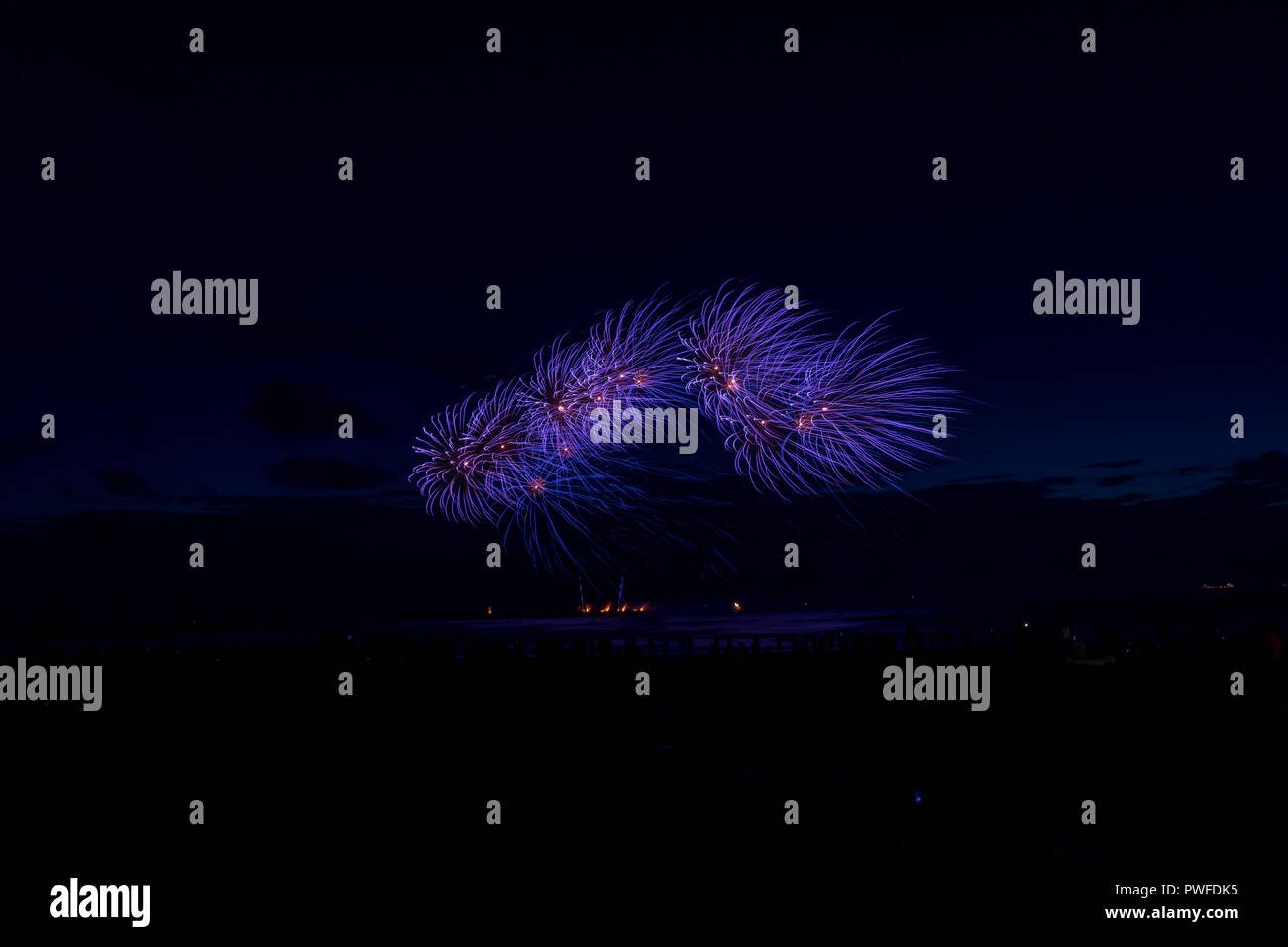 Annual summer fireworks event at Scheveningen beach in Den Haag, The ...
