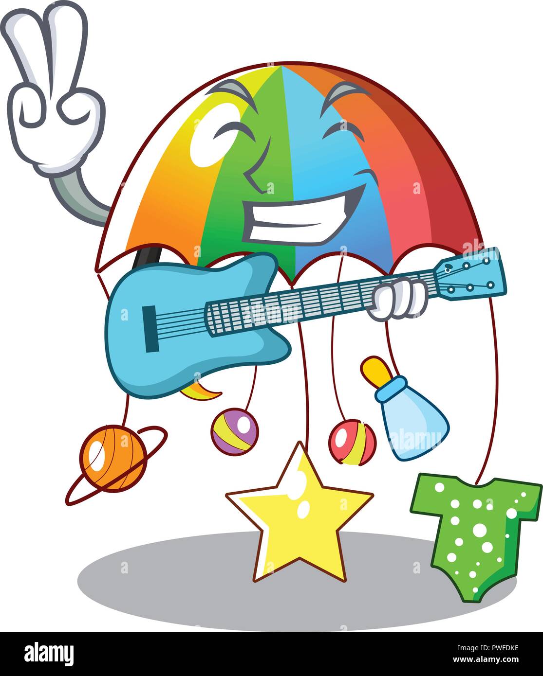 With guitar baby sleeping with cartoon hanging toys Stock Vector Image ...