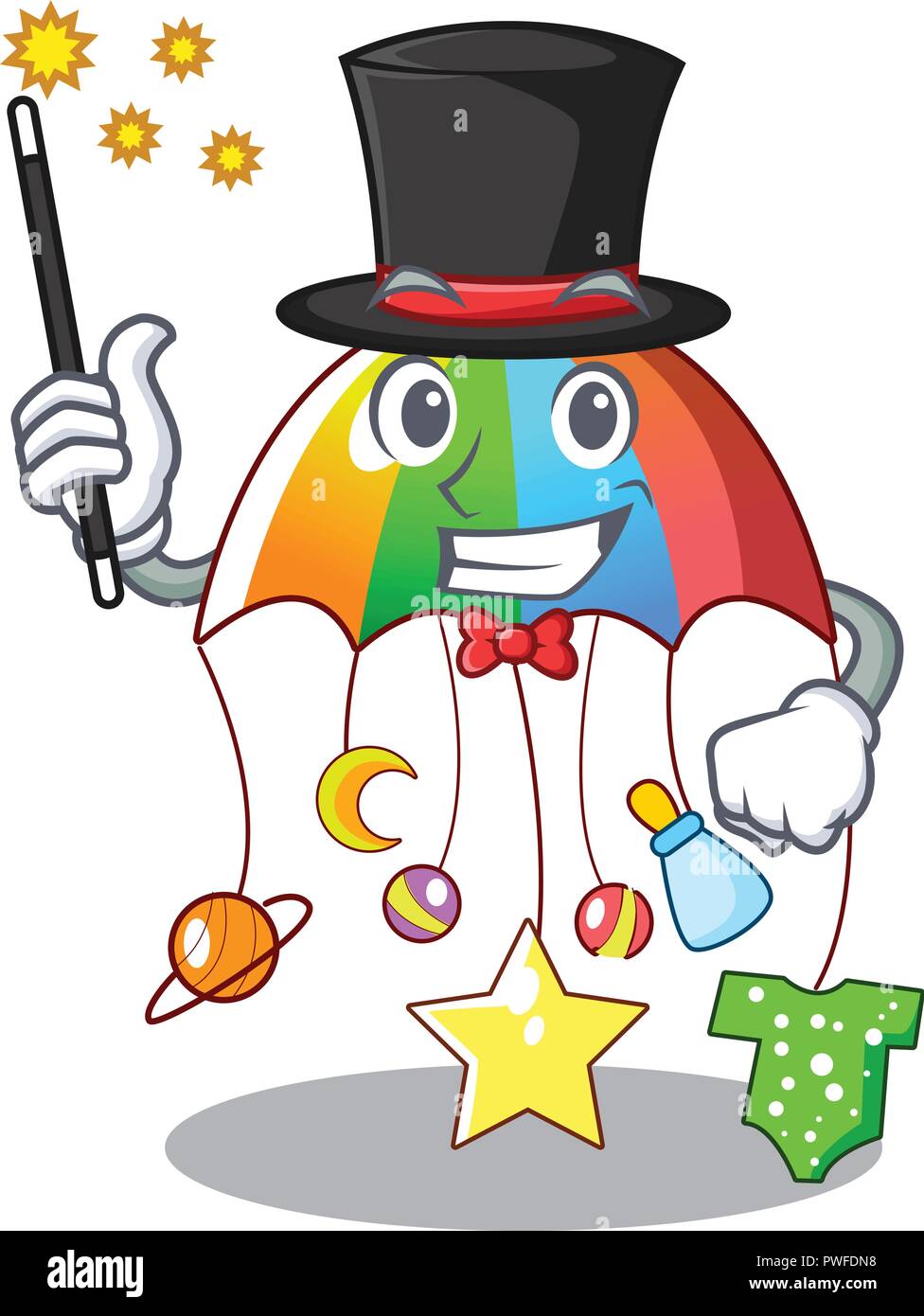 Magician baby playing with cartoon hanging toys Stock Vector Image ...