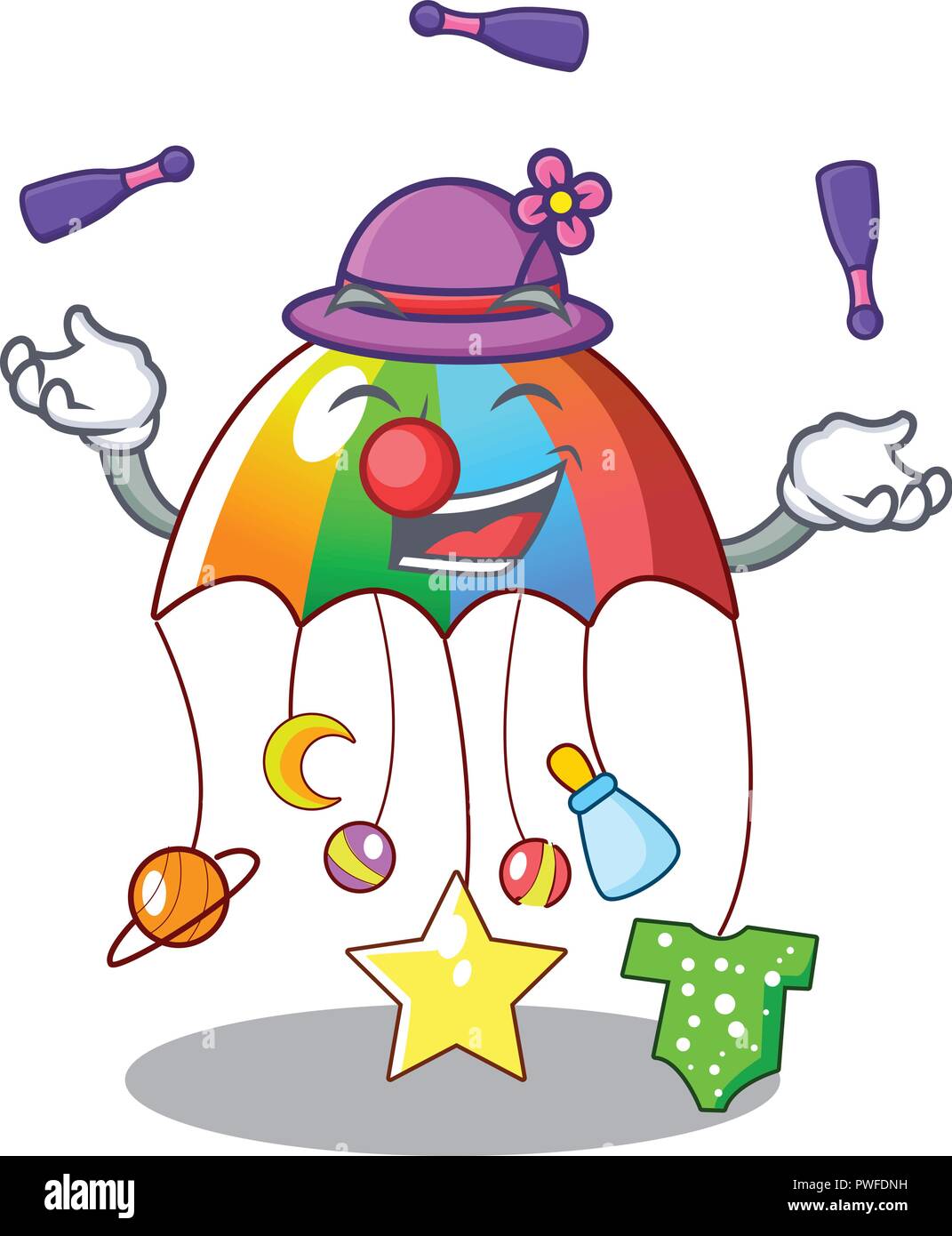 Juggling baby playing with cartoon hanging toys Stock Vector Image ...