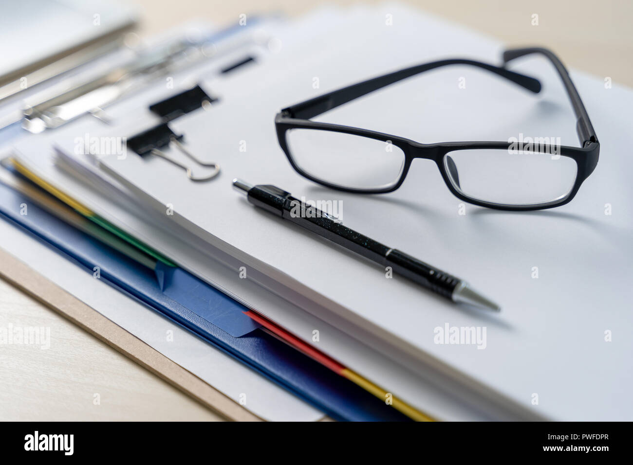 Businessman documents business report papers, job succes Analyze ...