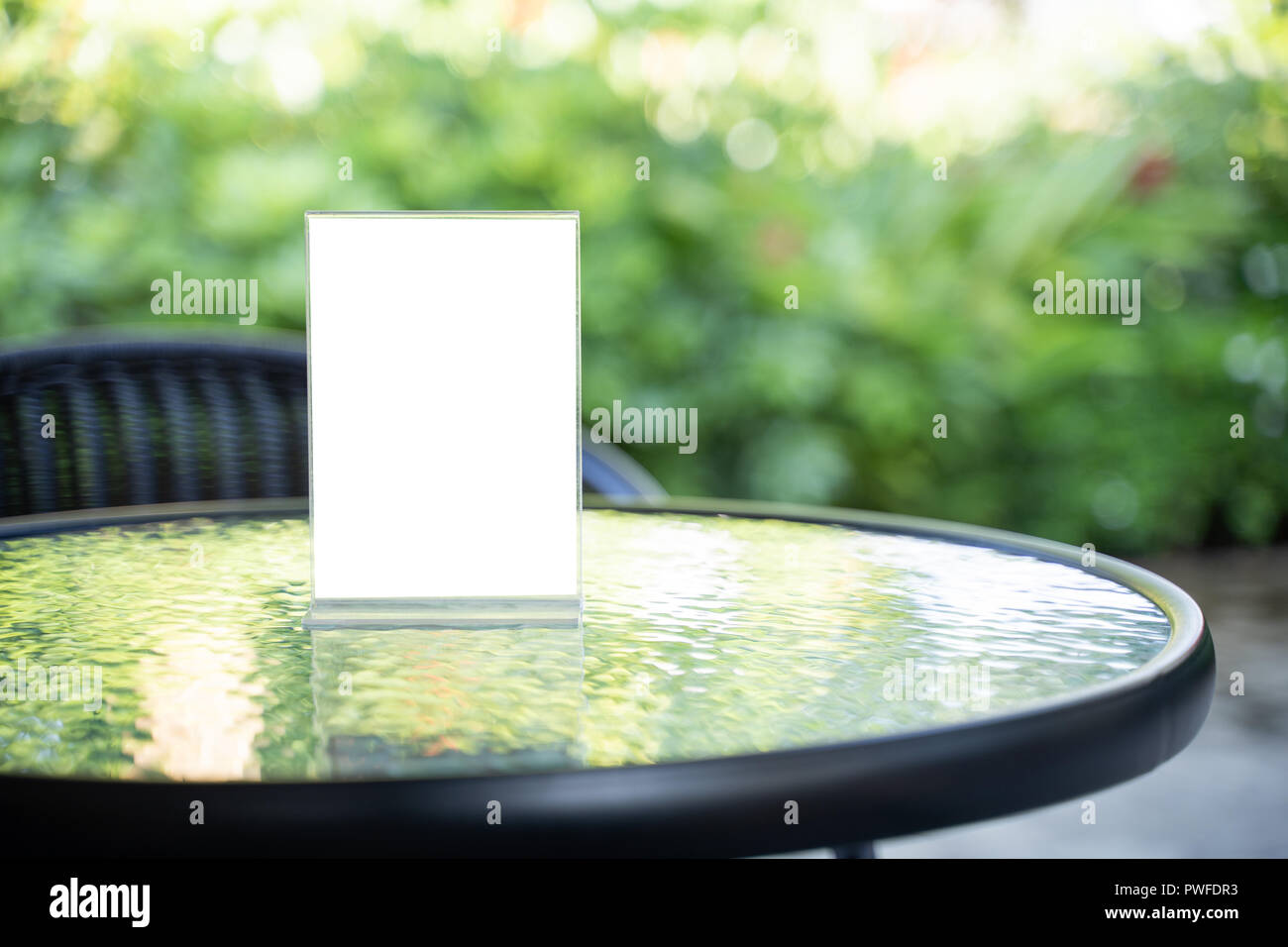 Stand Mock up Menu frame tent card blurred background design key visual ...