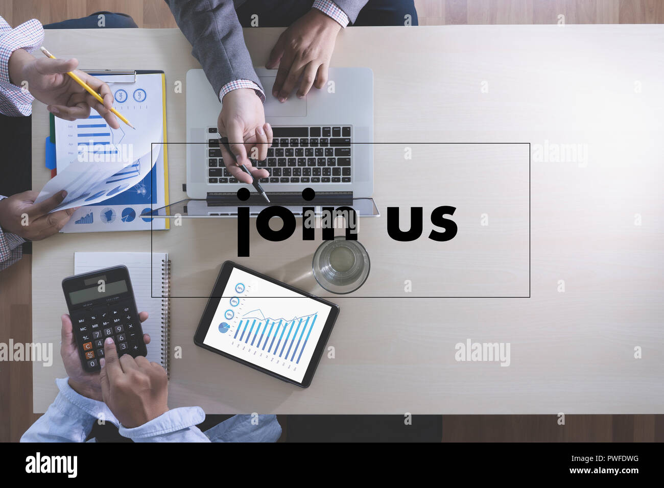 join us concept Businessman working at office JOIN OUR TEAM Stock Photo ...