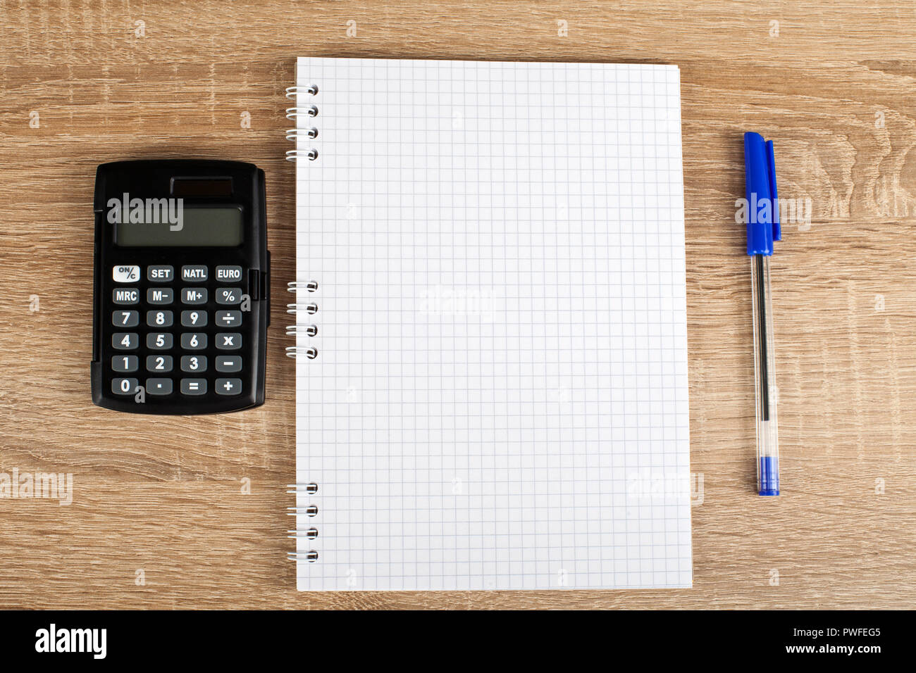 Counter, pen, notebook, compasses - school and office supplies on ...