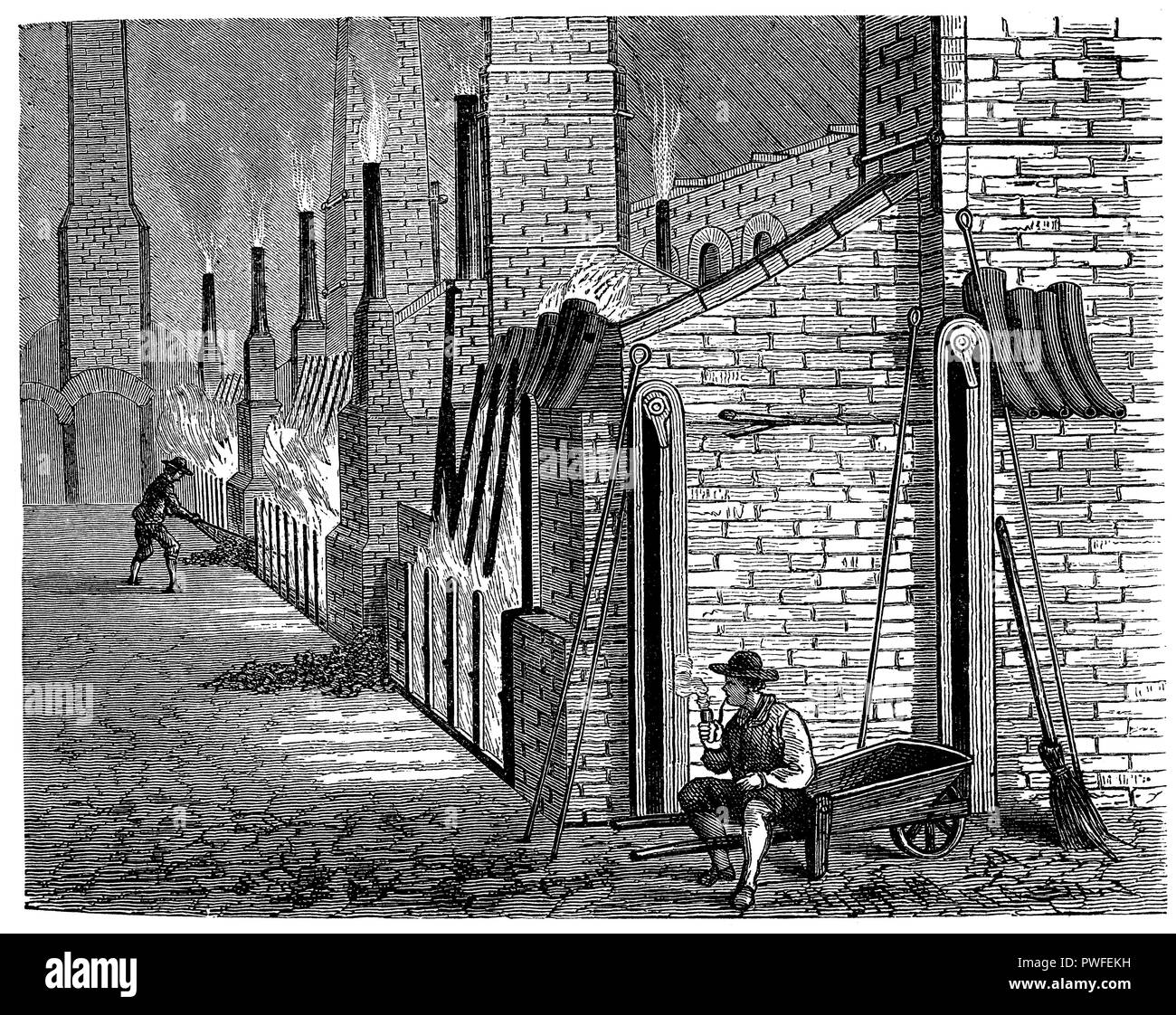 Silesian zinc furnace, 1872 Stock Photo - Alamy
