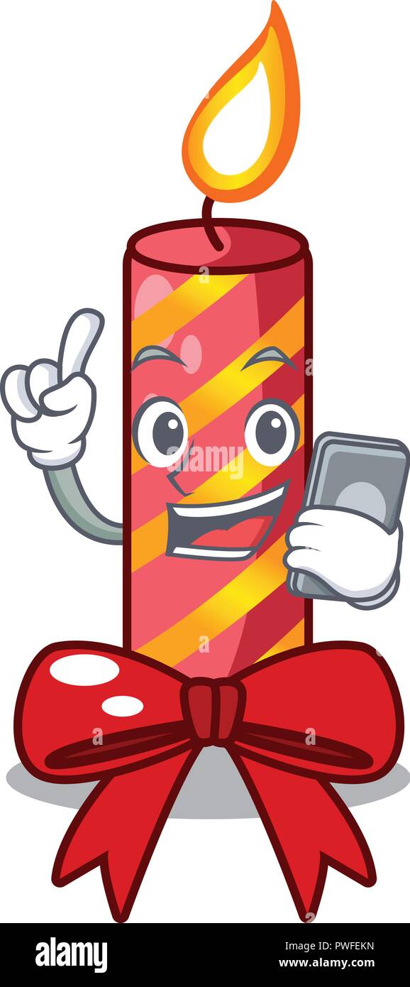 With phone character christmas decoration with christmas candle Stock ...