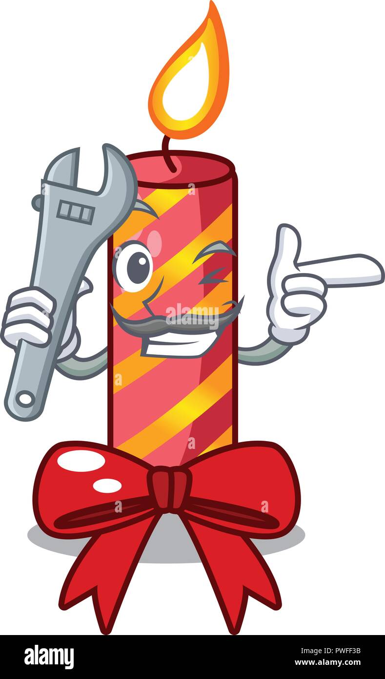 Mechanic decorative christmas candles isolated on mascot Stock Vector ...