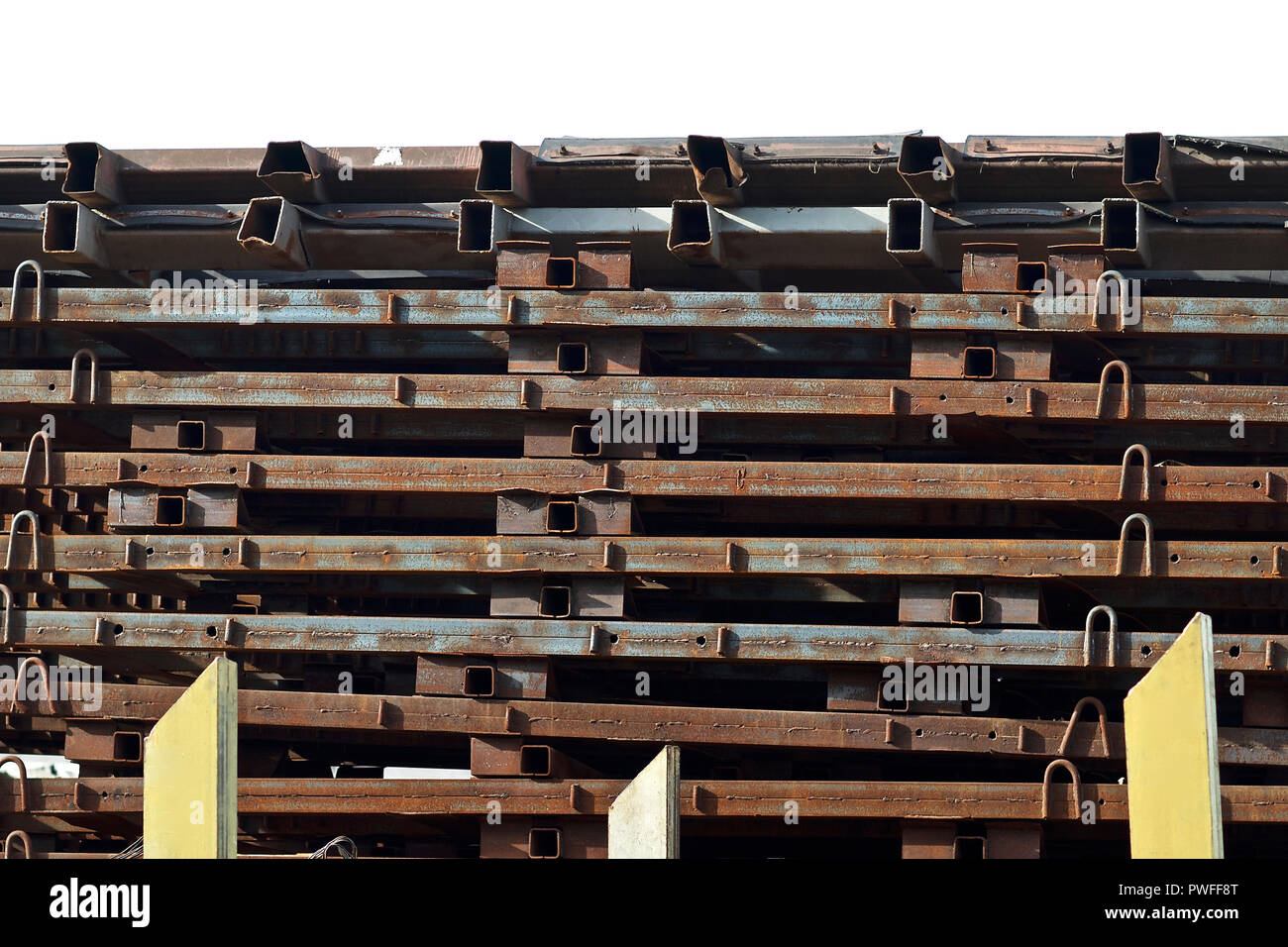 Metal pallets for storage and transportation of metal, warehouse Stock ...