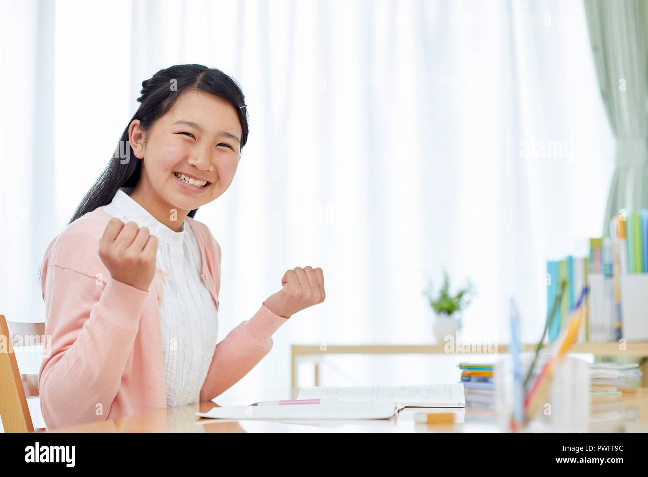 Japanese kid studying at home Stock Photo - Alamy