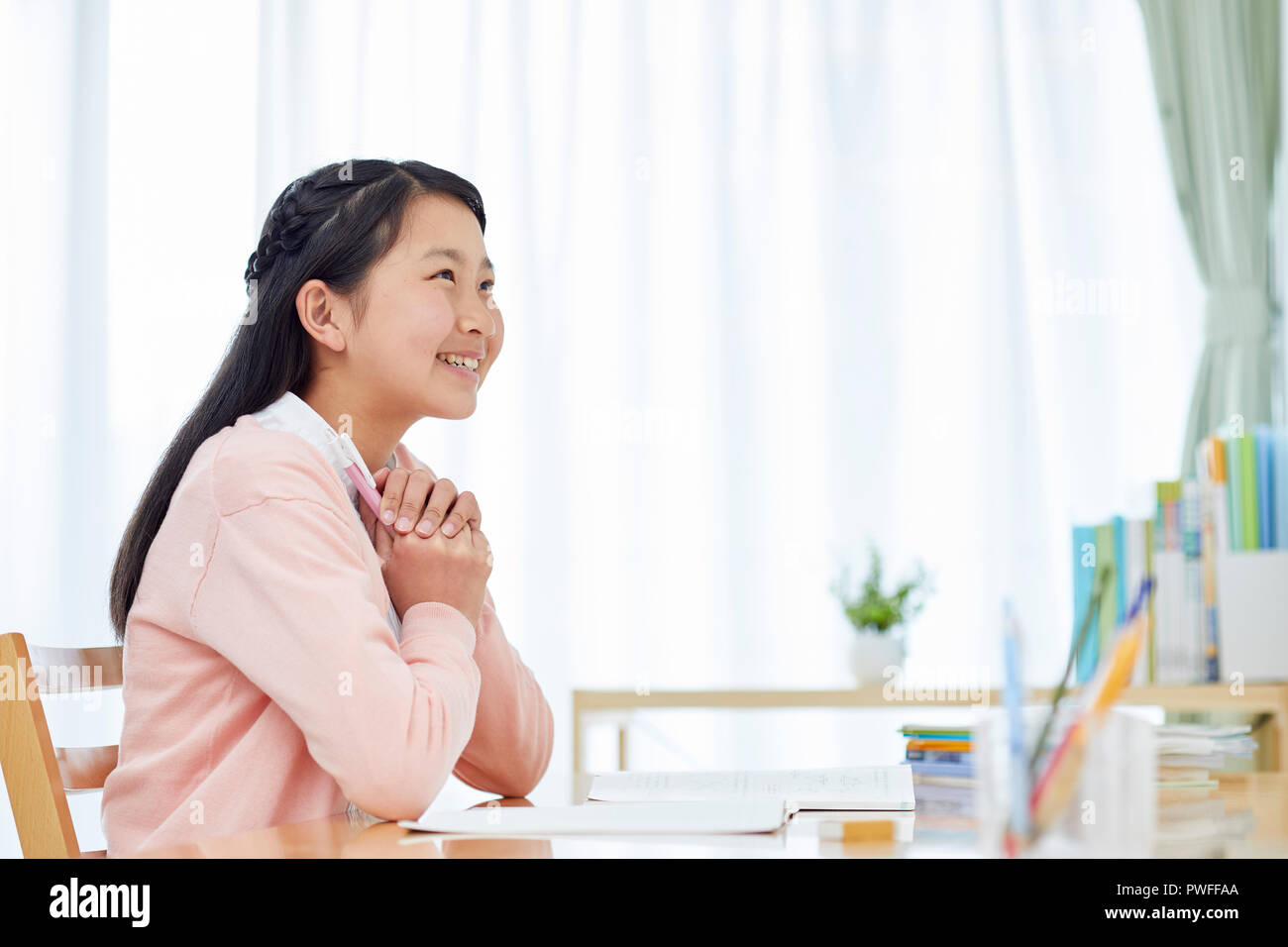 Japanese kid studying at home Stock Photo - Alamy