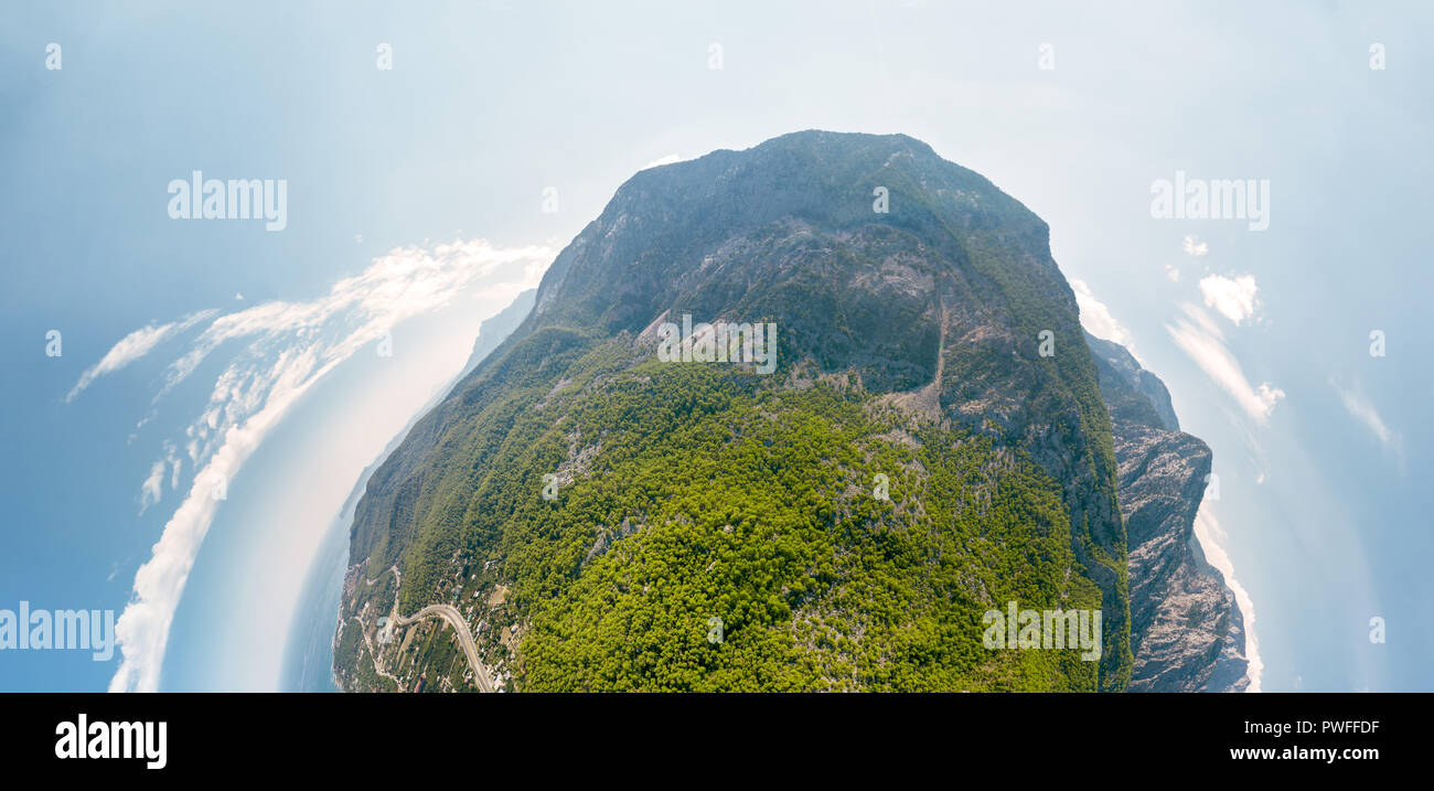 Half of the Spherical Panorama, 180 degrees sea and mountains near ...