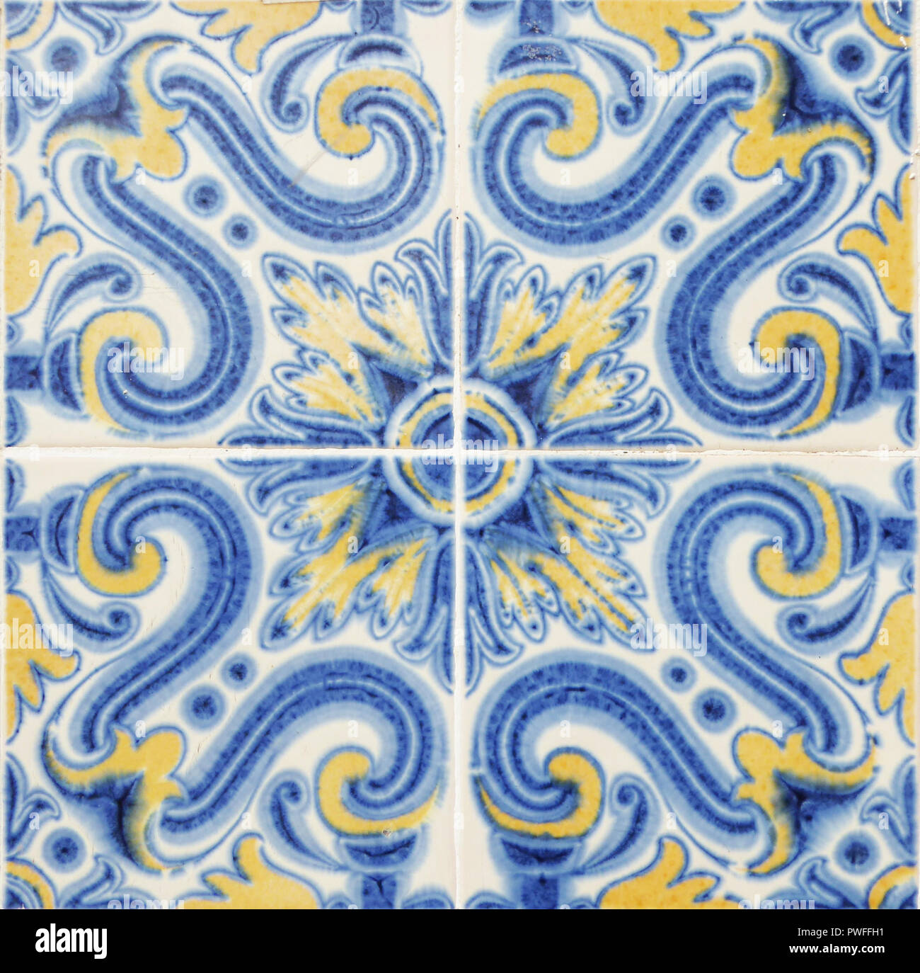 Detail of the traditional tiles from facade of old house. Decorative ...