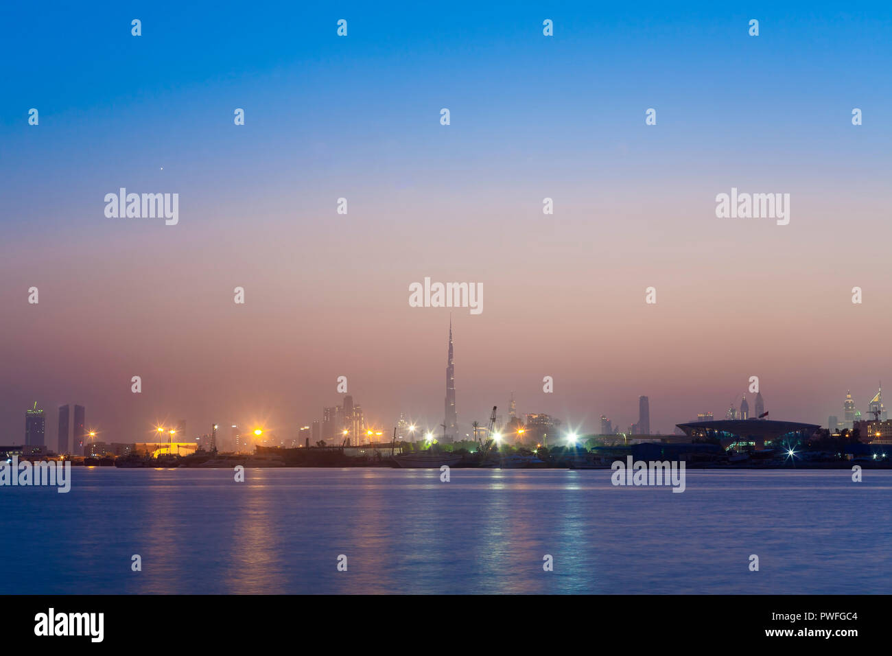 sunset in Dubai city view, United Arab Emirates Stock Photo - Alamy