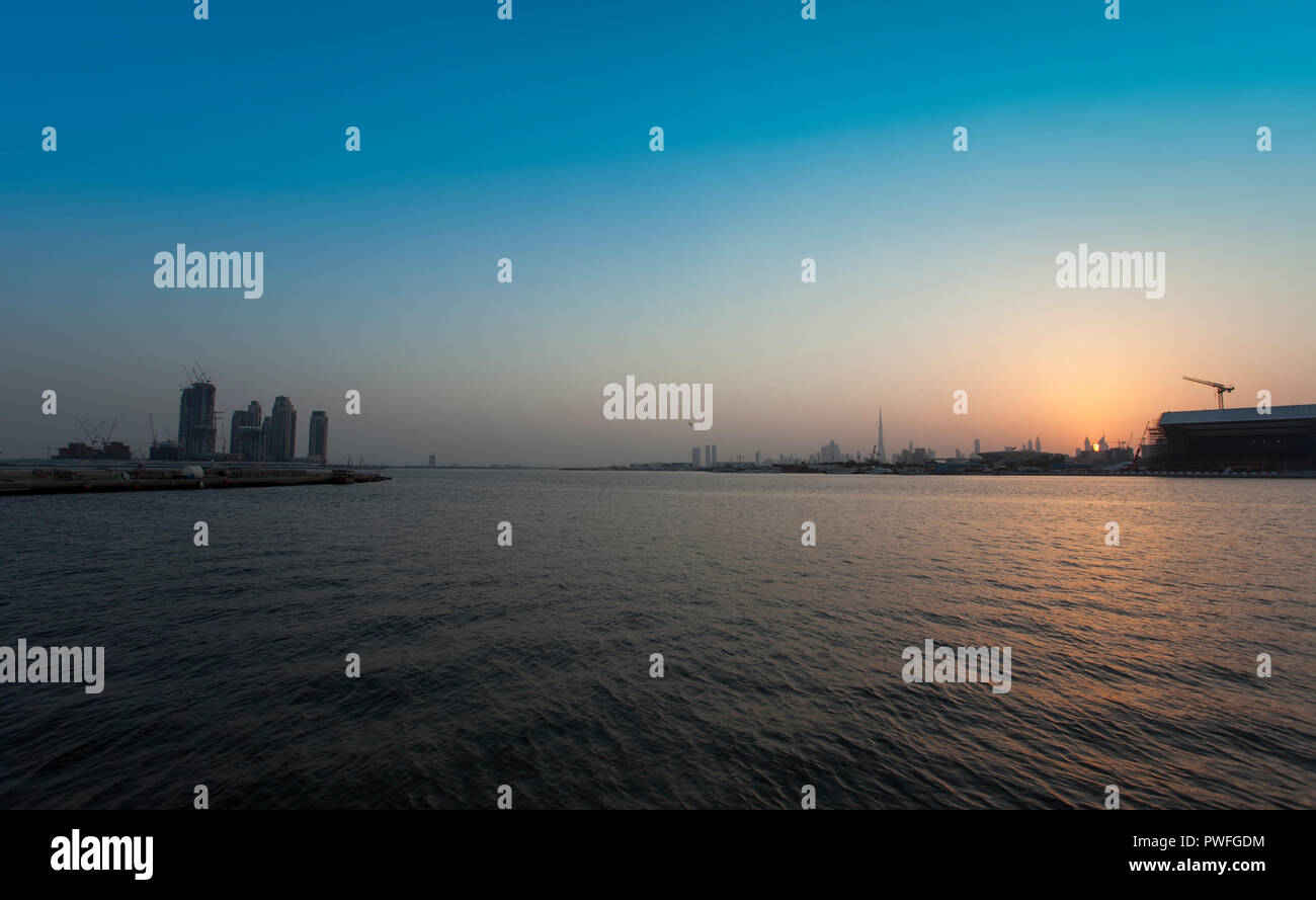 sunset in Dubai city view, United Arab Emirates Stock Photo - Alamy