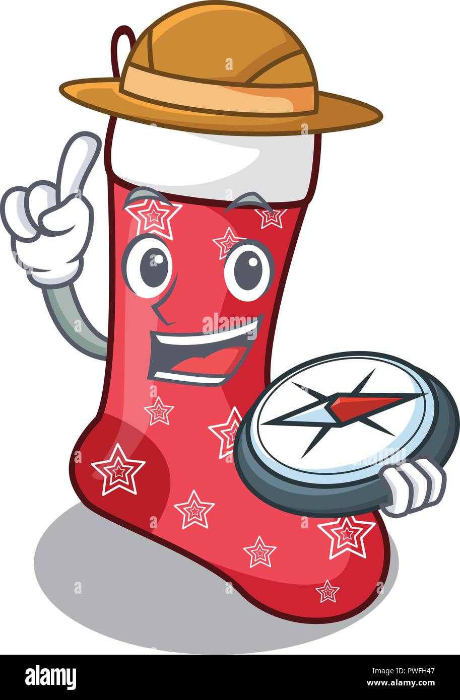 Explorer cartoon christmas sock homemade fur red Stock Vector Image ...