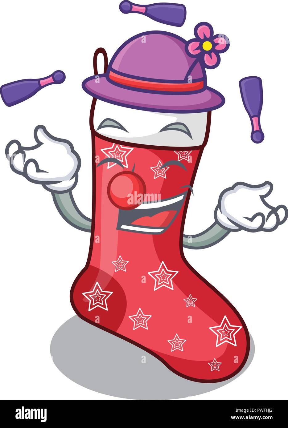 Juggling cute christmas socks isolated on mascot Stock Vector Image ...