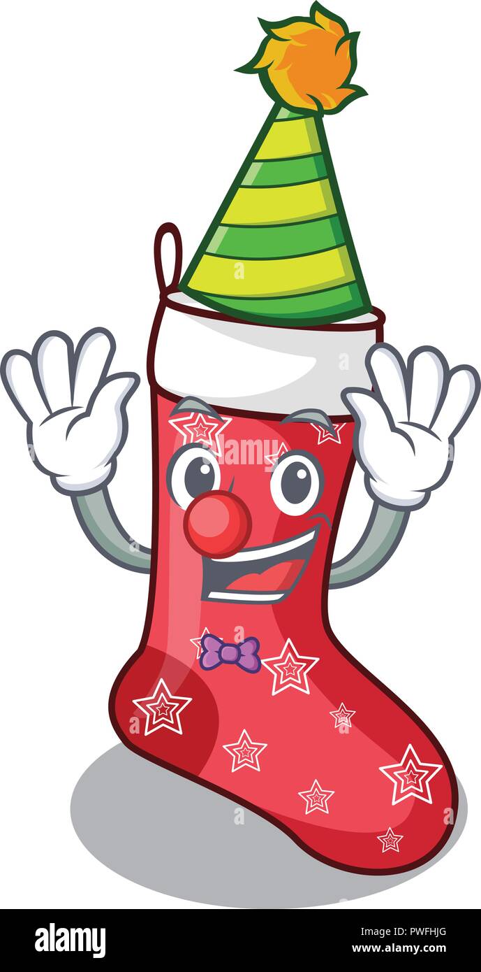 Clown cute christmas socks isolated on mascot Stock Vector Image & Art ...