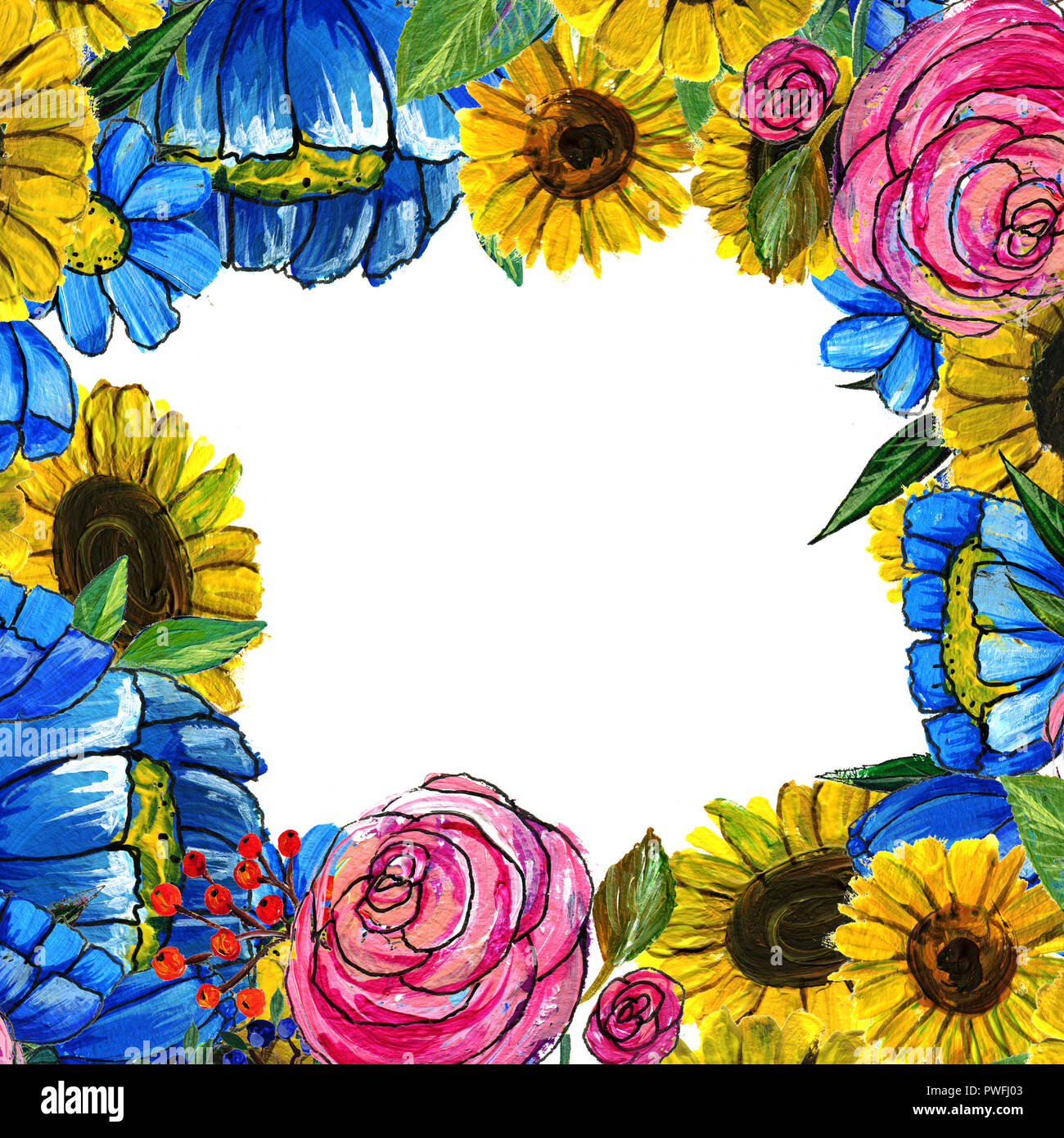 Hand drawn Flower Border Stock Photo - Alamy