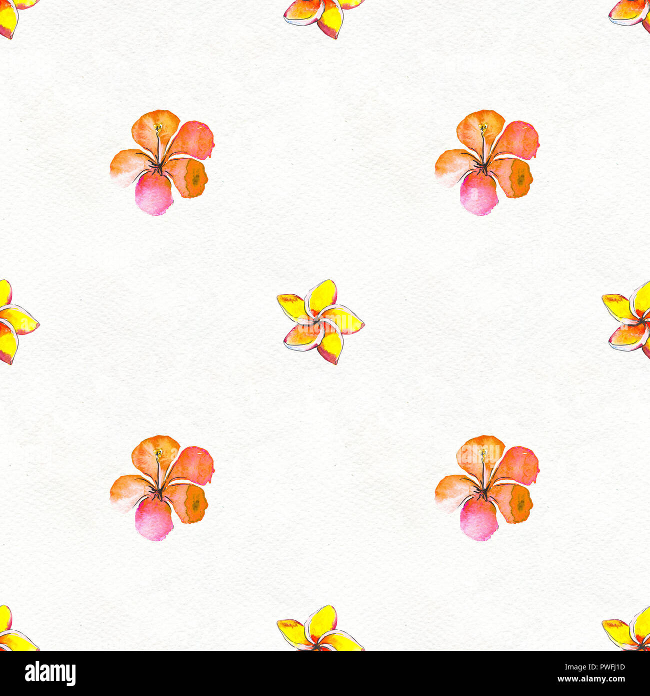 Seamless pattern With Tropical Flowers. Watercolor Background Stock ...