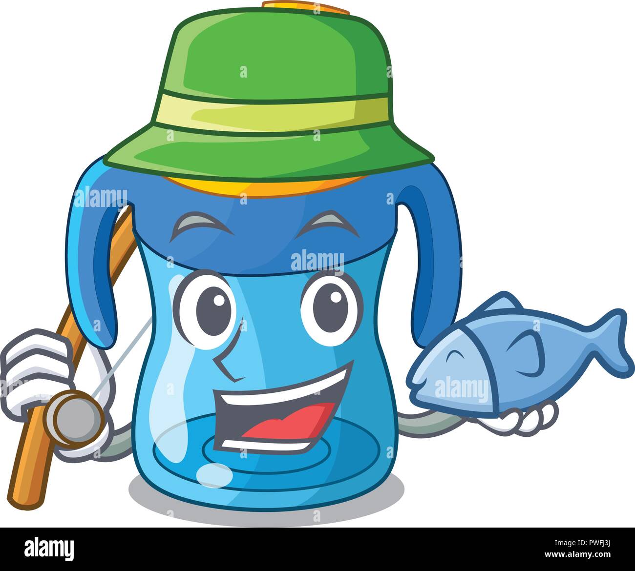 Fishing cartoon baby drinking from training cup Stock Vector Image ...