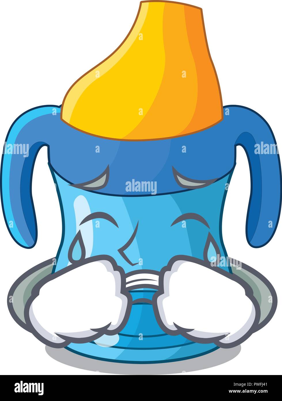 Crying cartoon baby drinking from training cup Stock Vector Image & Art ...