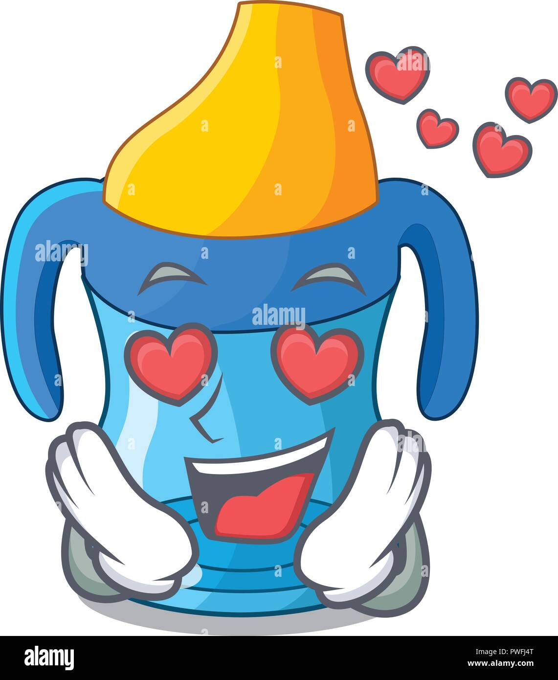 In love cartoon baby drinking from training cup Stock Vector Image ...
