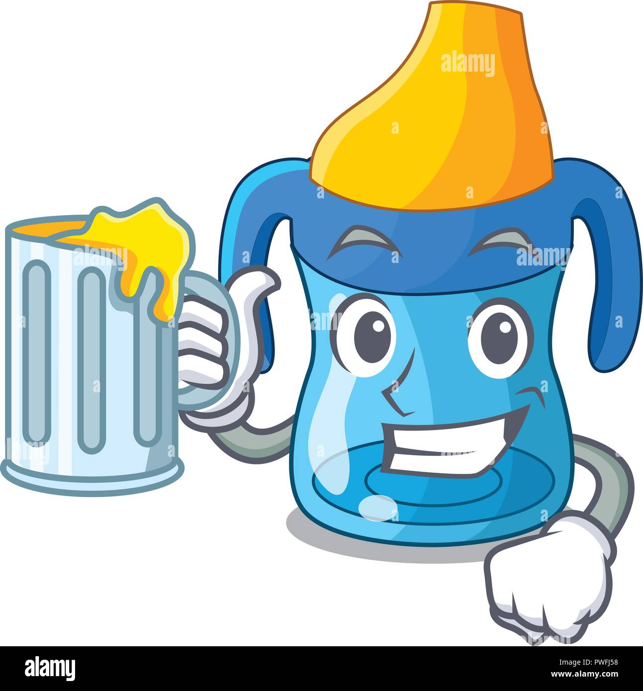 With juice cartoon baby drinking from training cup Stock Vector Image ...