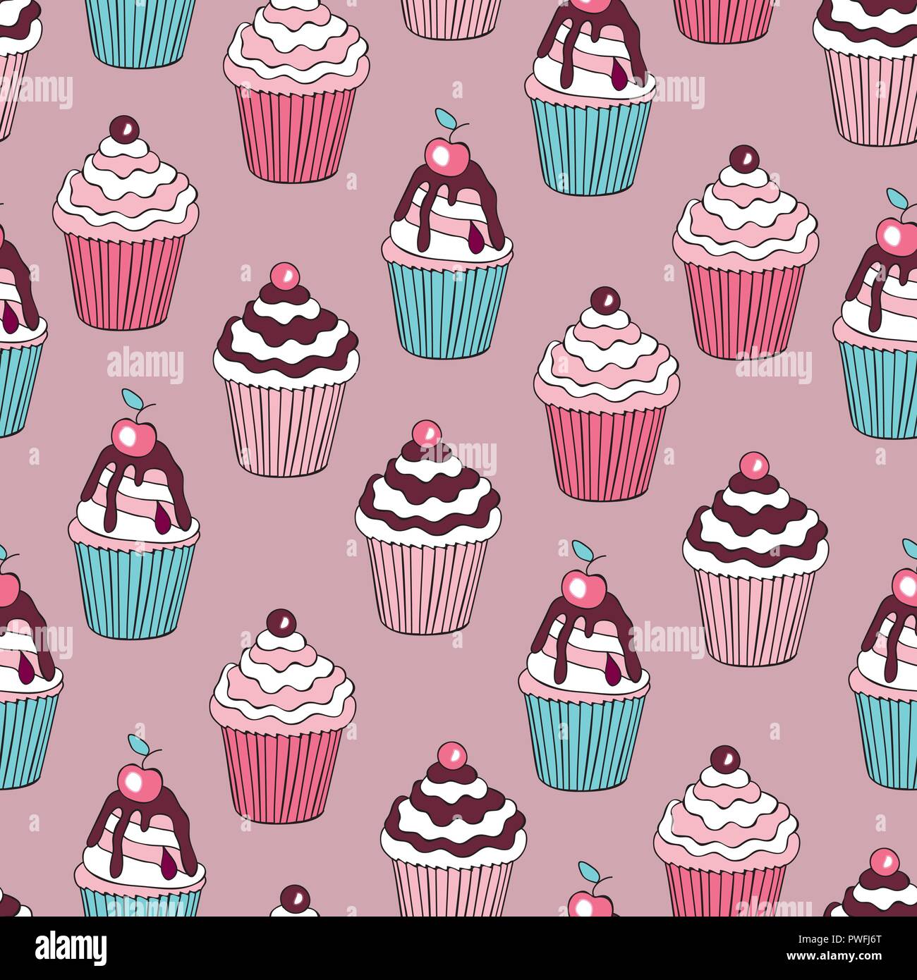 Happy birthday cupcake line art hi-res stock photography and images - Alamy