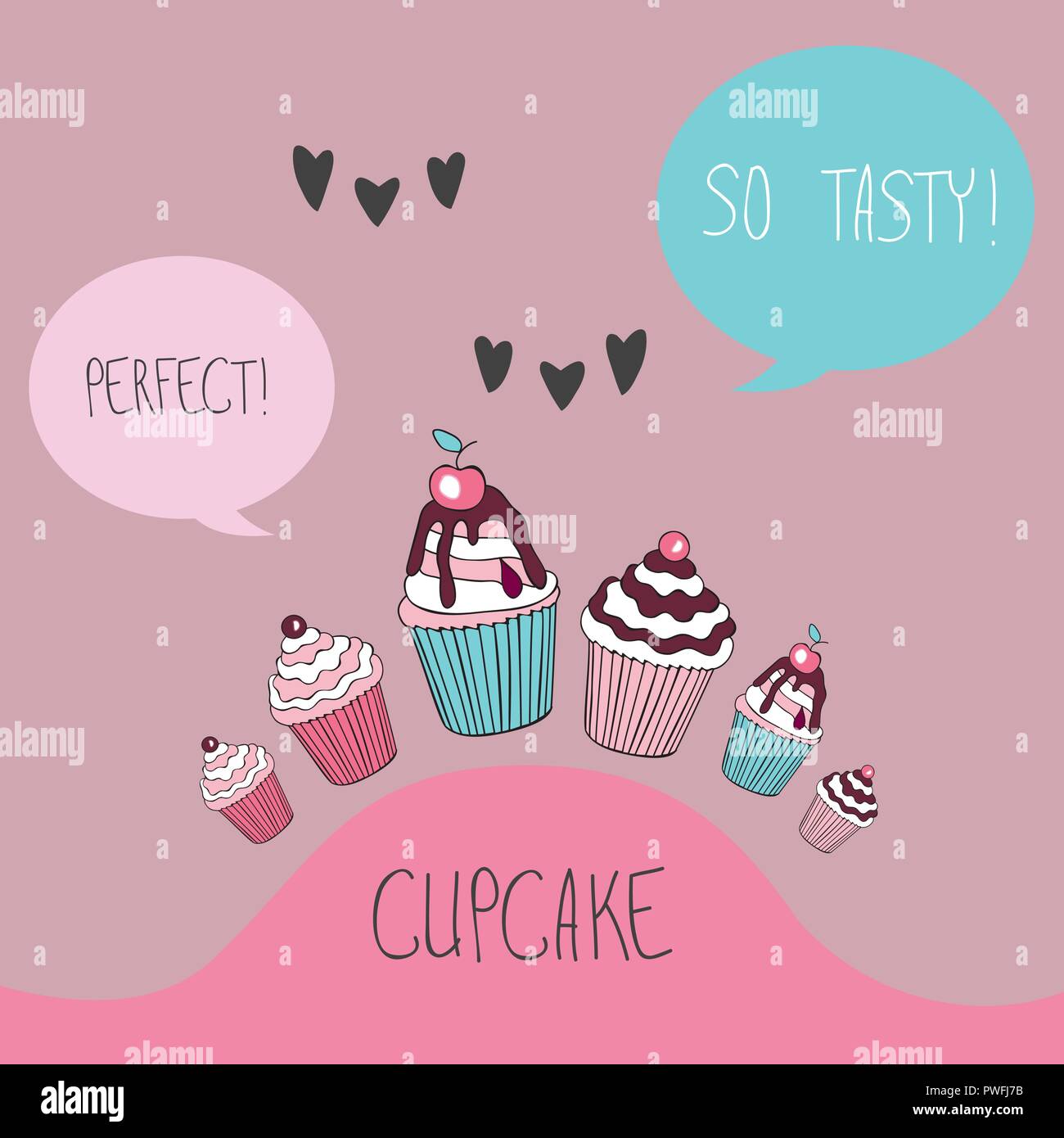 Lovely beautiful yummy cartoon cupcake Stock Vector Image & Art - Alamy