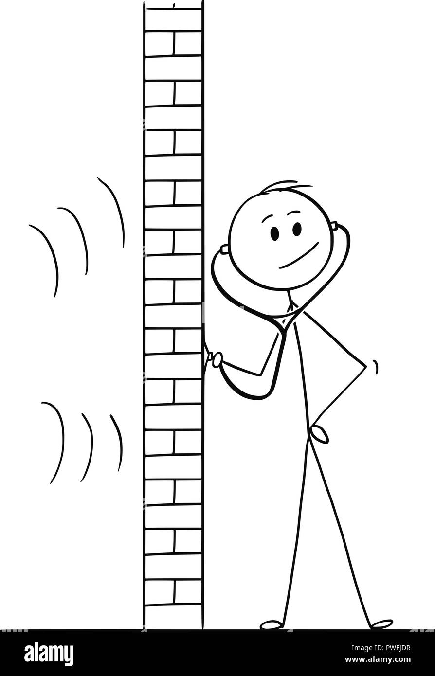 Cartoon of Man Using Stethoscope or Phonendoscope To Spy Stock Vector ...