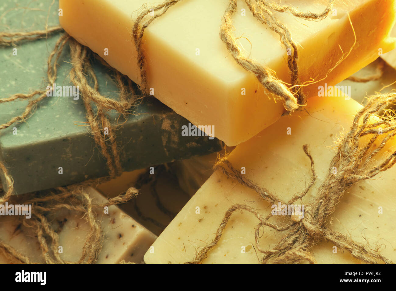Organic handmade soap. A lot of slices Stock Photo - Alamy
