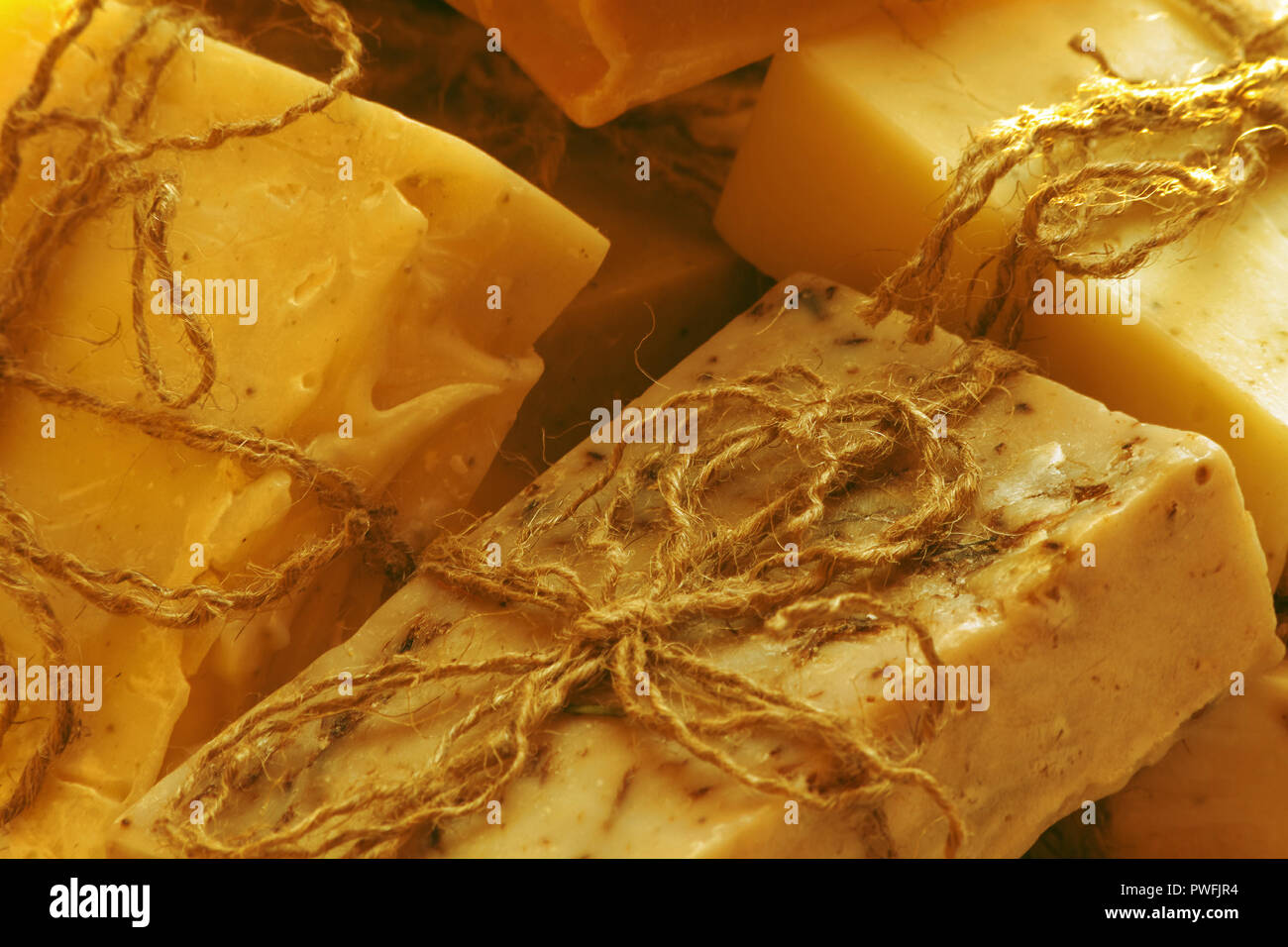 Organic handmade soap. A lot of slices Stock Photo - Alamy