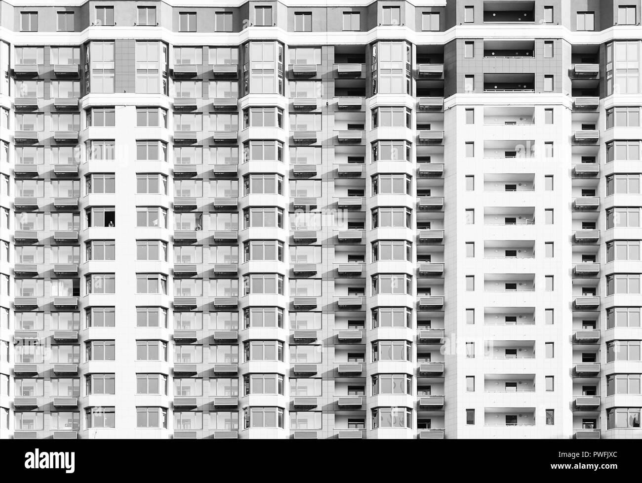 Balconies in a modern pre-fabricated house. Flat view Stock Photo - Alamy