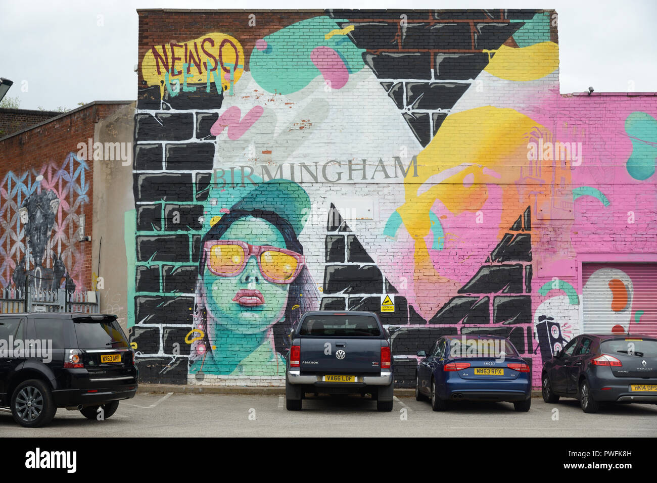 Painted Wall Advertisement, Made in Birmingham, Street Art with Woman ...