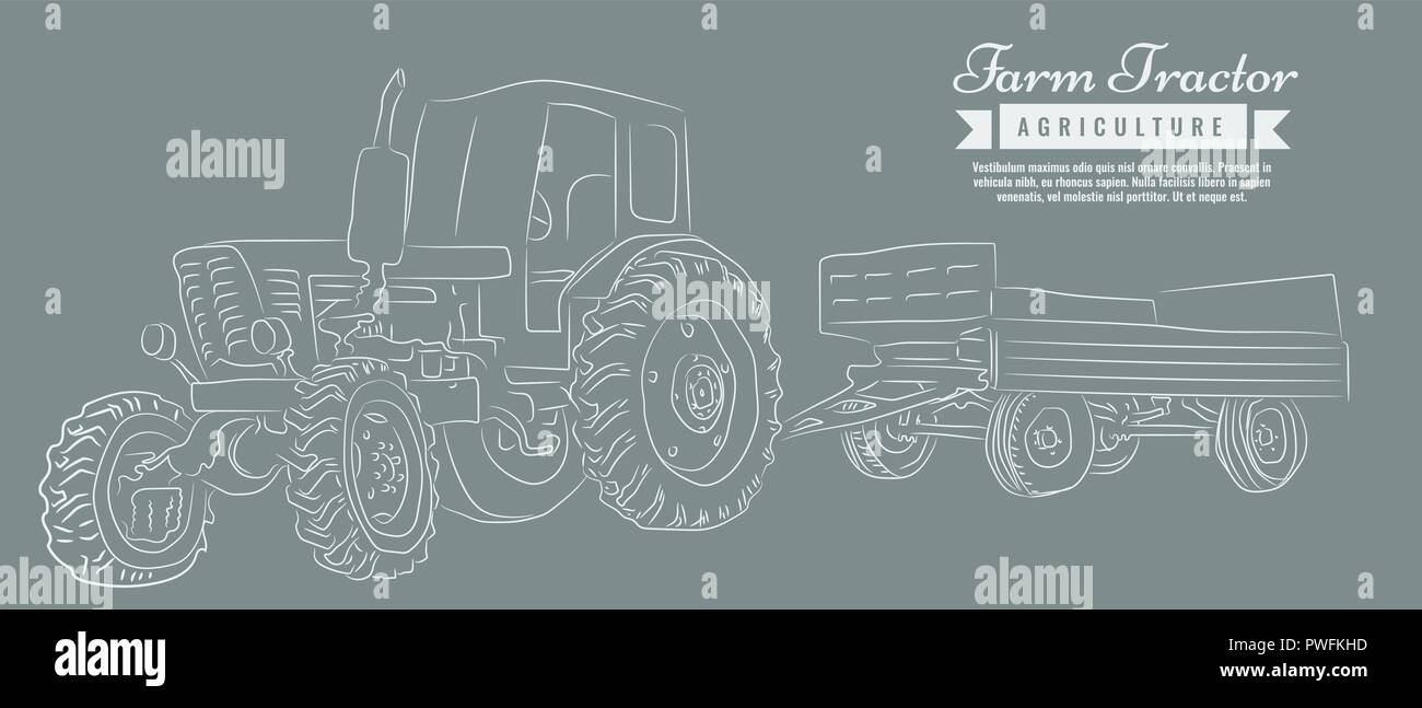Hand drawn farm truck tractor transport hi-res stock photography and ...