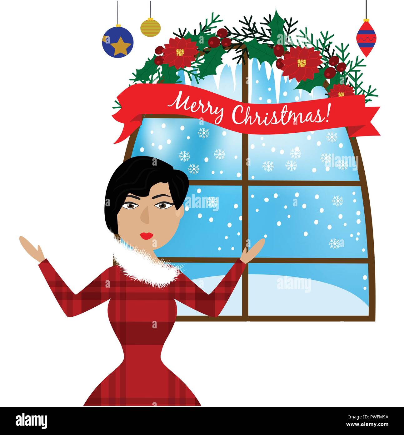 Young woman standing hat Stock Vector Images - Alamy