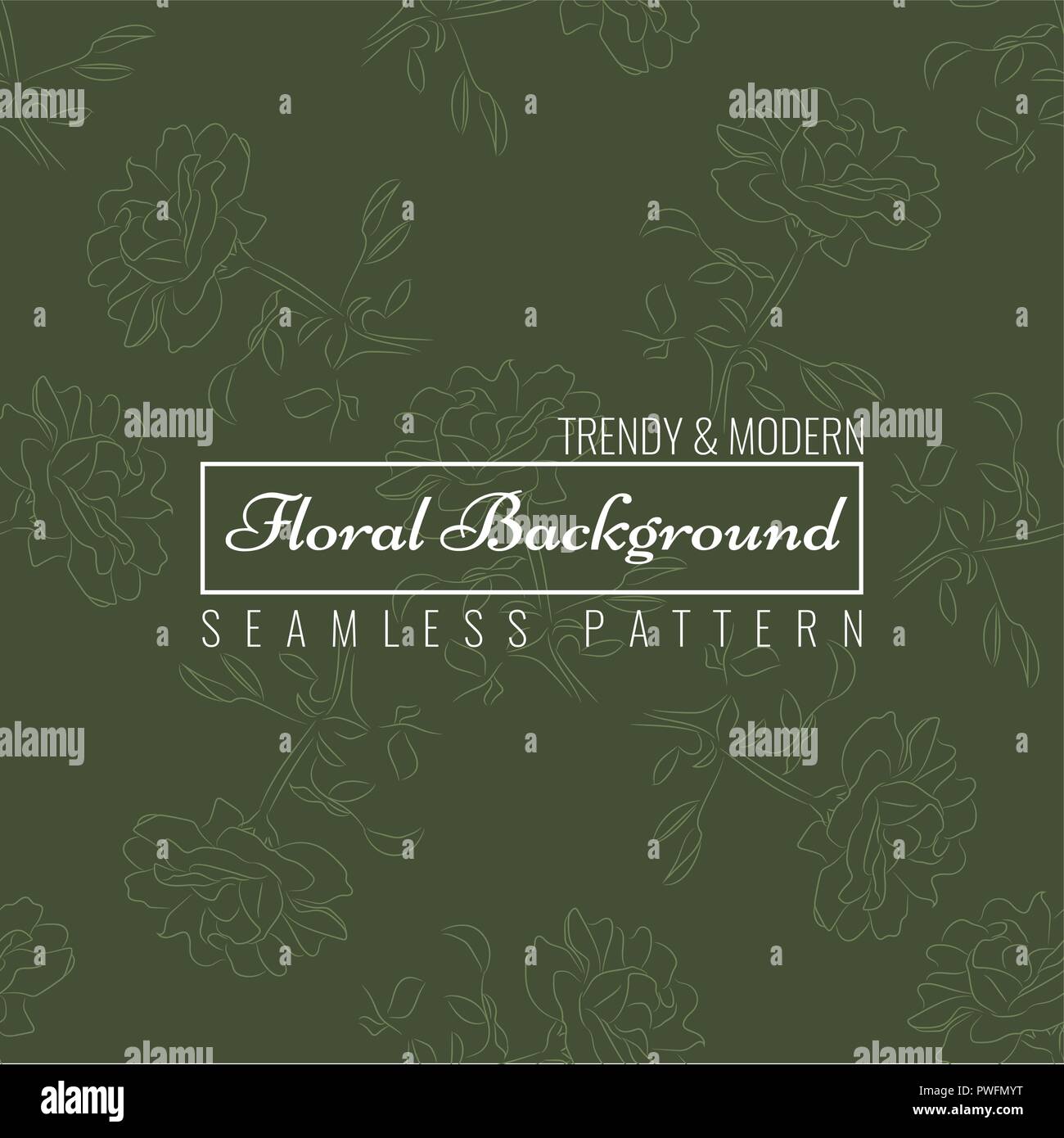 Rose seamless pattern with sketch style line art design. Floral ...