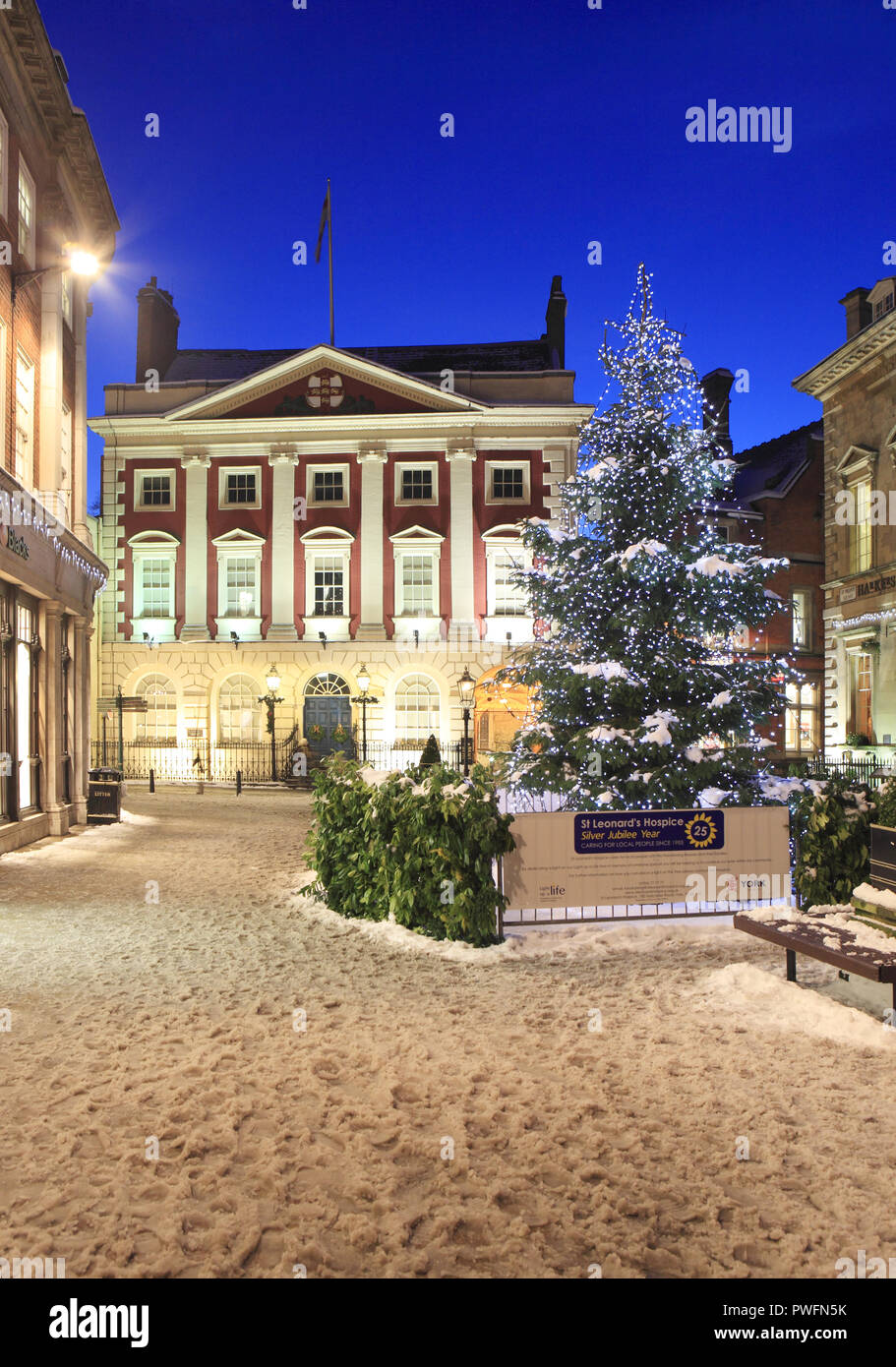 Snowy winter view of York Mansion House and St. Helen’s Square from ...