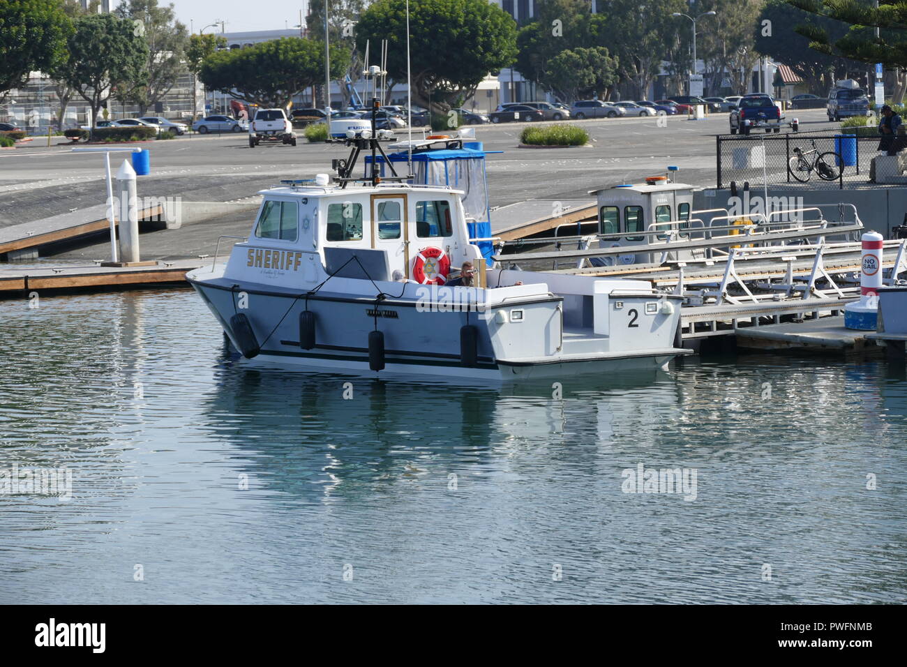 Sheriff boats moored in Marina del Rey Stock Photo - Alamy