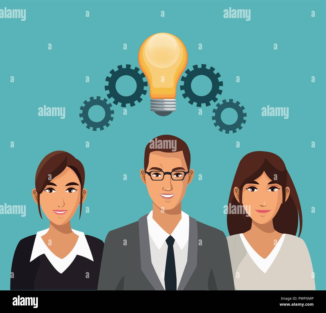 business colleagues working an idea cartoon vector illustration graphic ...
