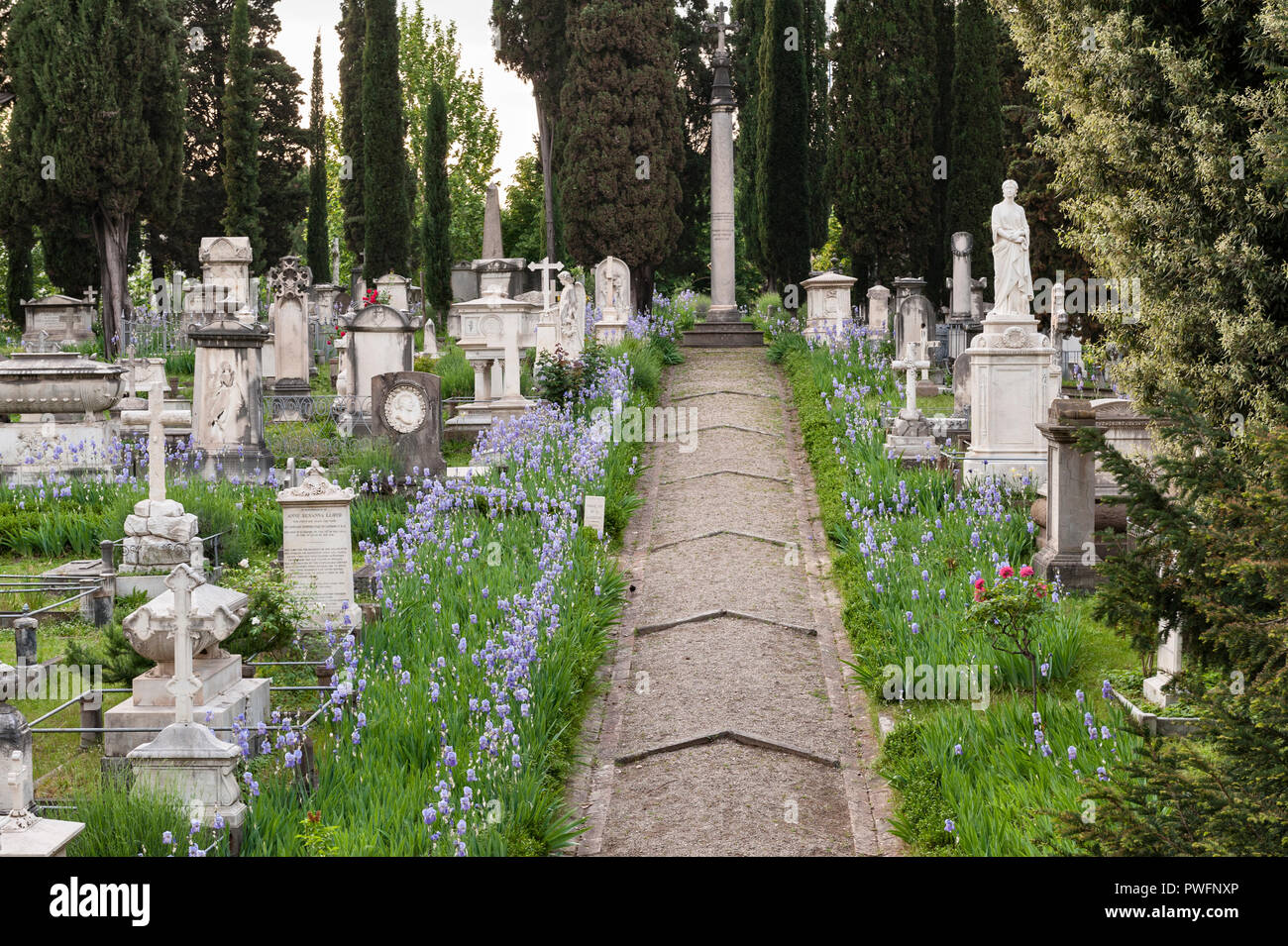 Piazzale Donatello, Florence, Italy. The English Cemetery is the burial ...