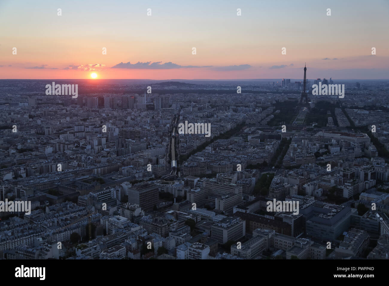 Paris city aerial sunset hi-res stock photography and images - Alamy
