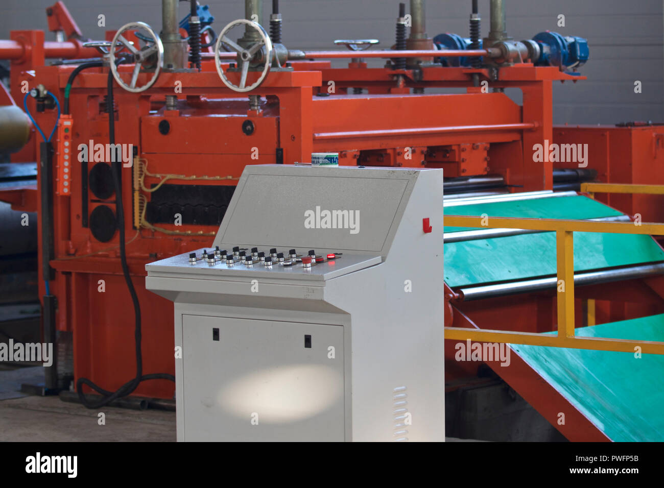 Elements of various sections of the galvanized steel processing line in ...