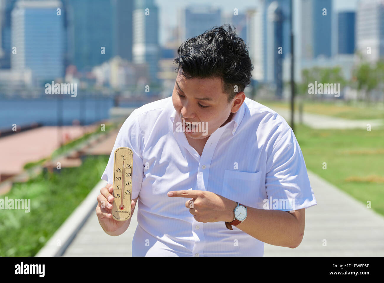 Japanese man in the hot weather Stock Photo - Alamy