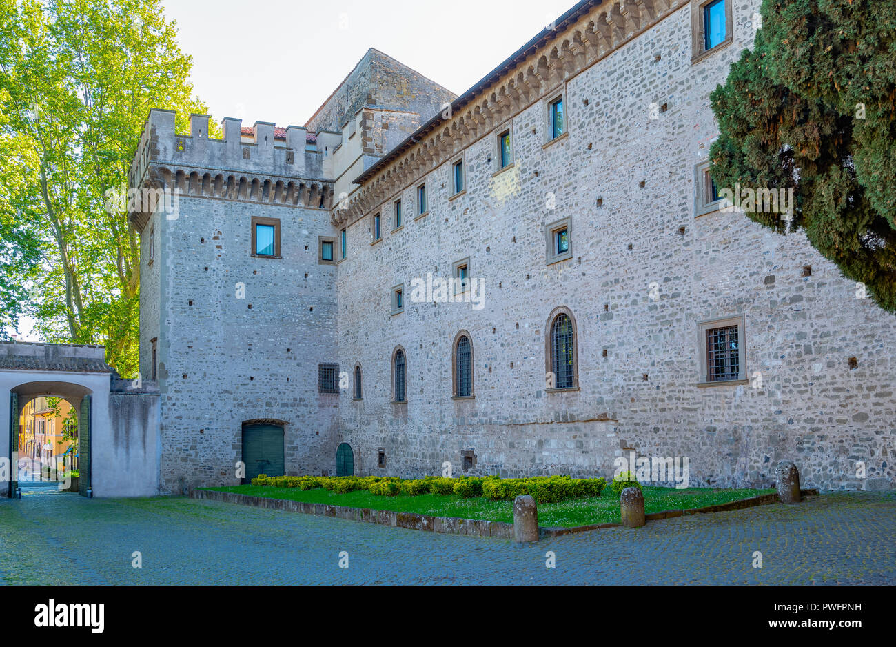 Italy, Grottaferrata, view of the entrance of the Greek Abbey of St ...
