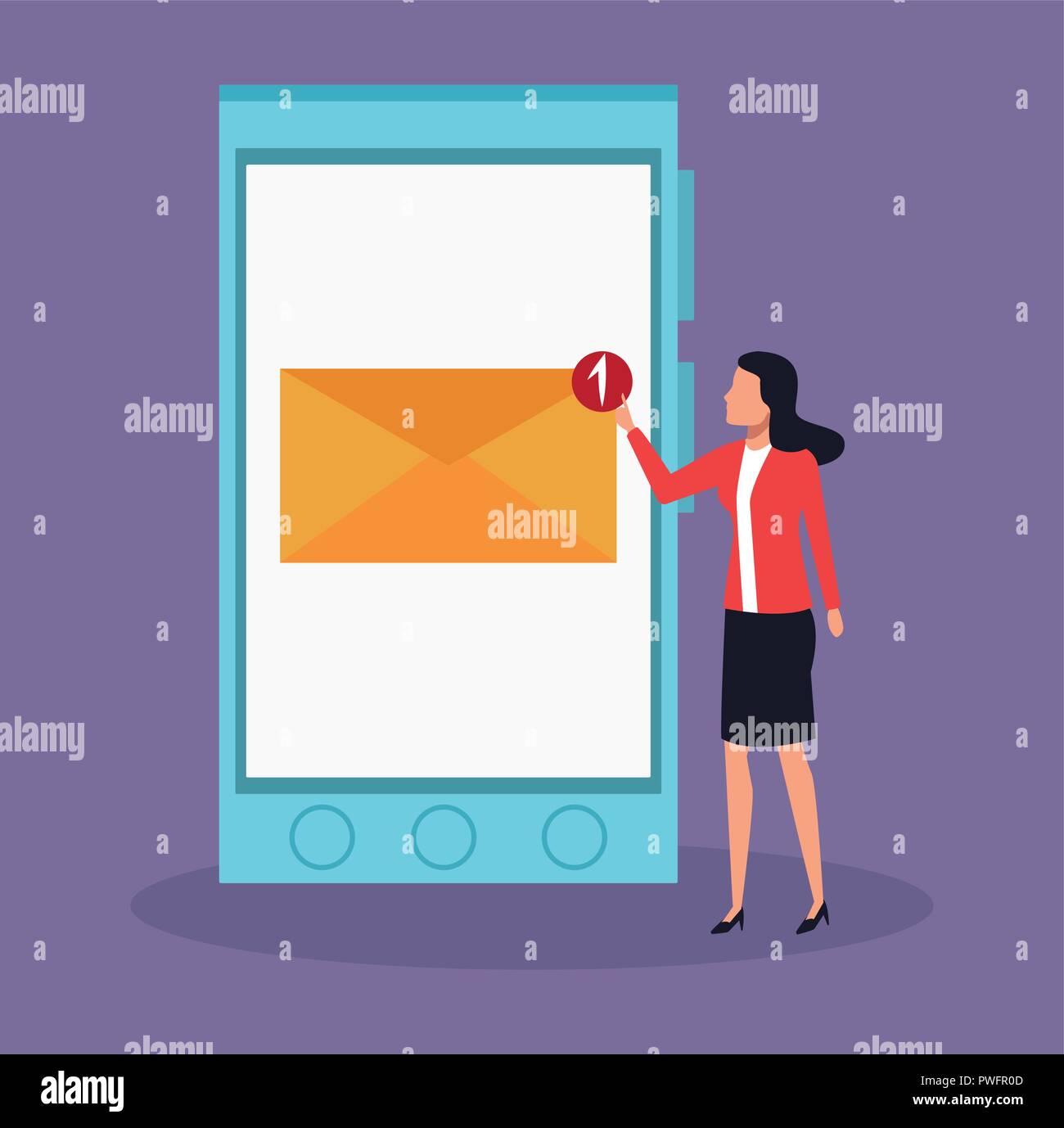 business character presenting message in envelope vector illustration ...