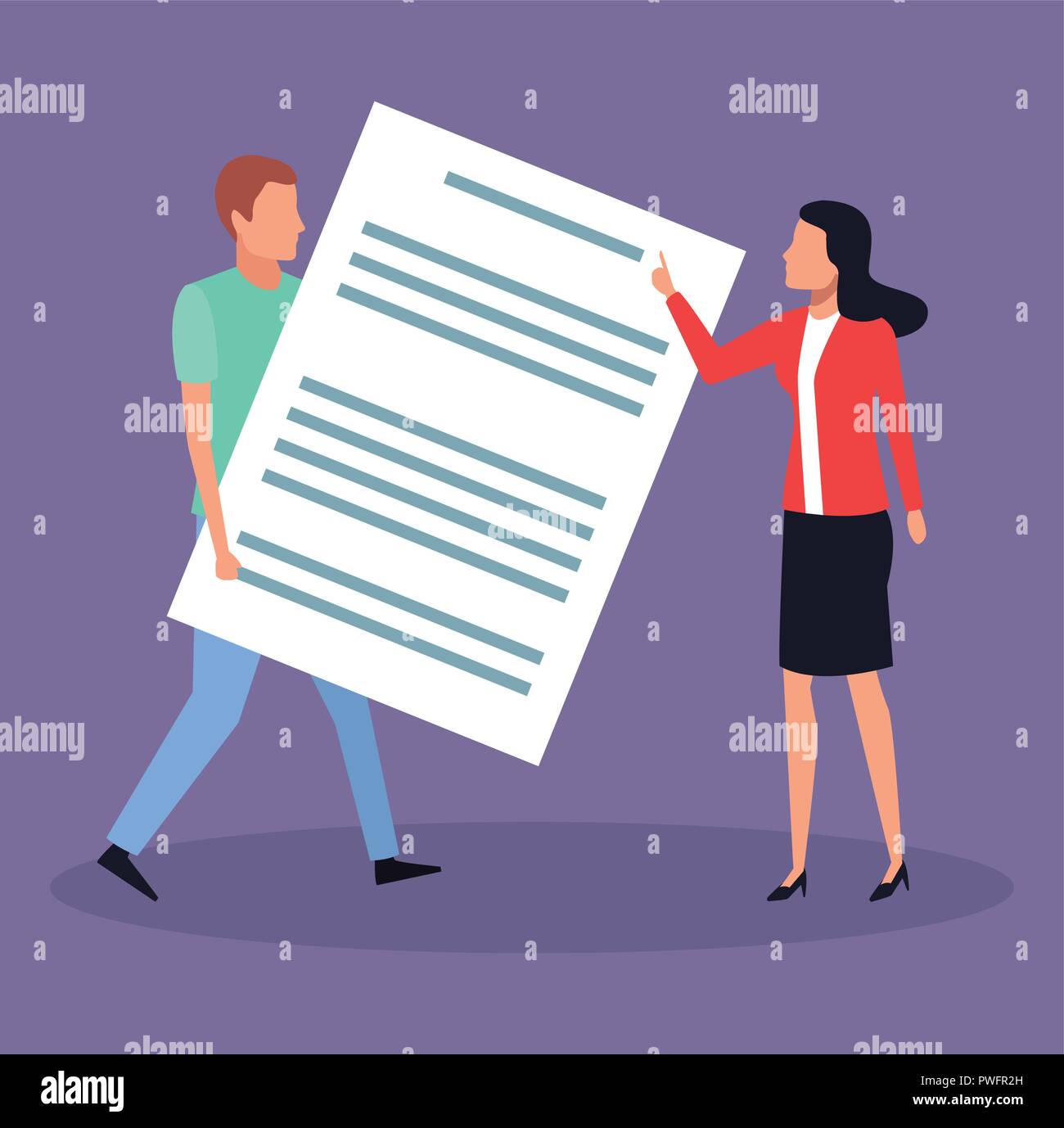business characters showing document at office meeting vector ...