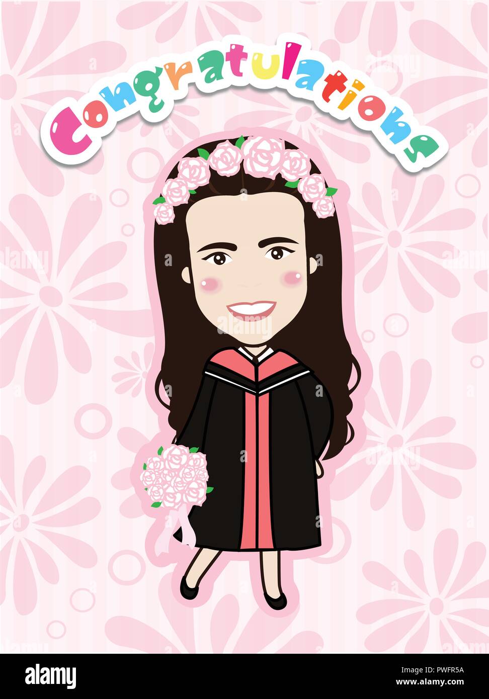 Cute graduation girl. Vector illustration Stock Vector Image & Art - Alamy