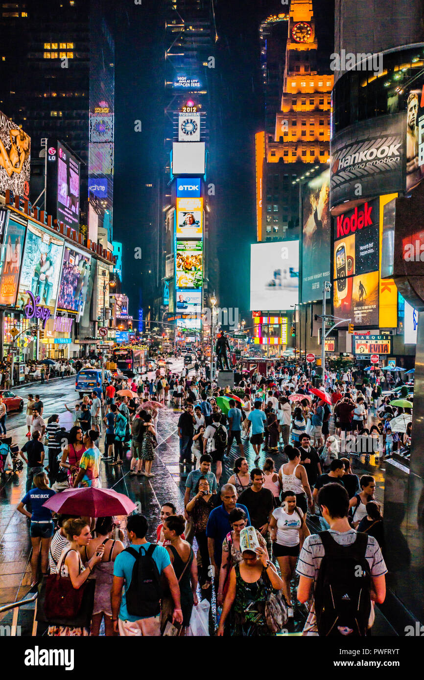 Umbrellas Rain Times Square Theater District Manhattan New York, New ...