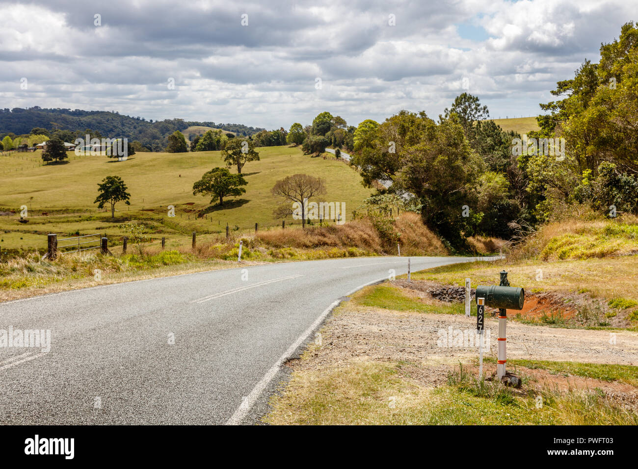 Australian countryside. Road through the farms. Sunshine coast ...